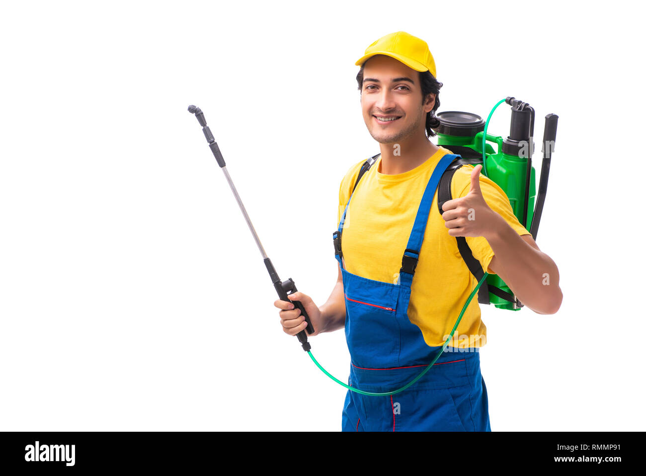 Pest control contractor isolated on white background Stock Photo - Alamy