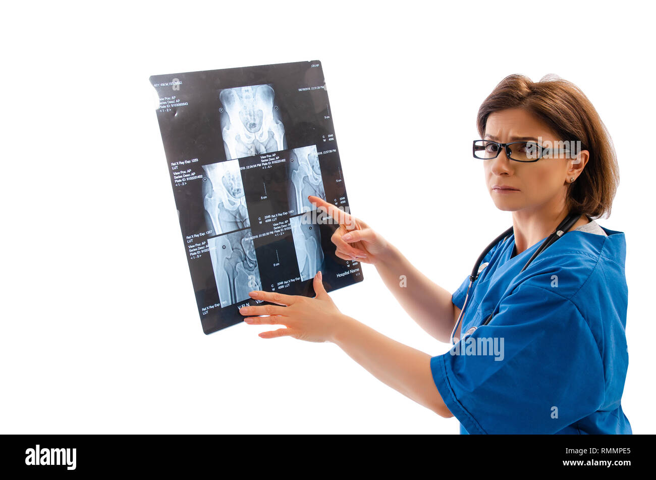 Female doctor radiologist isolated on white Stock Photo - Alamy