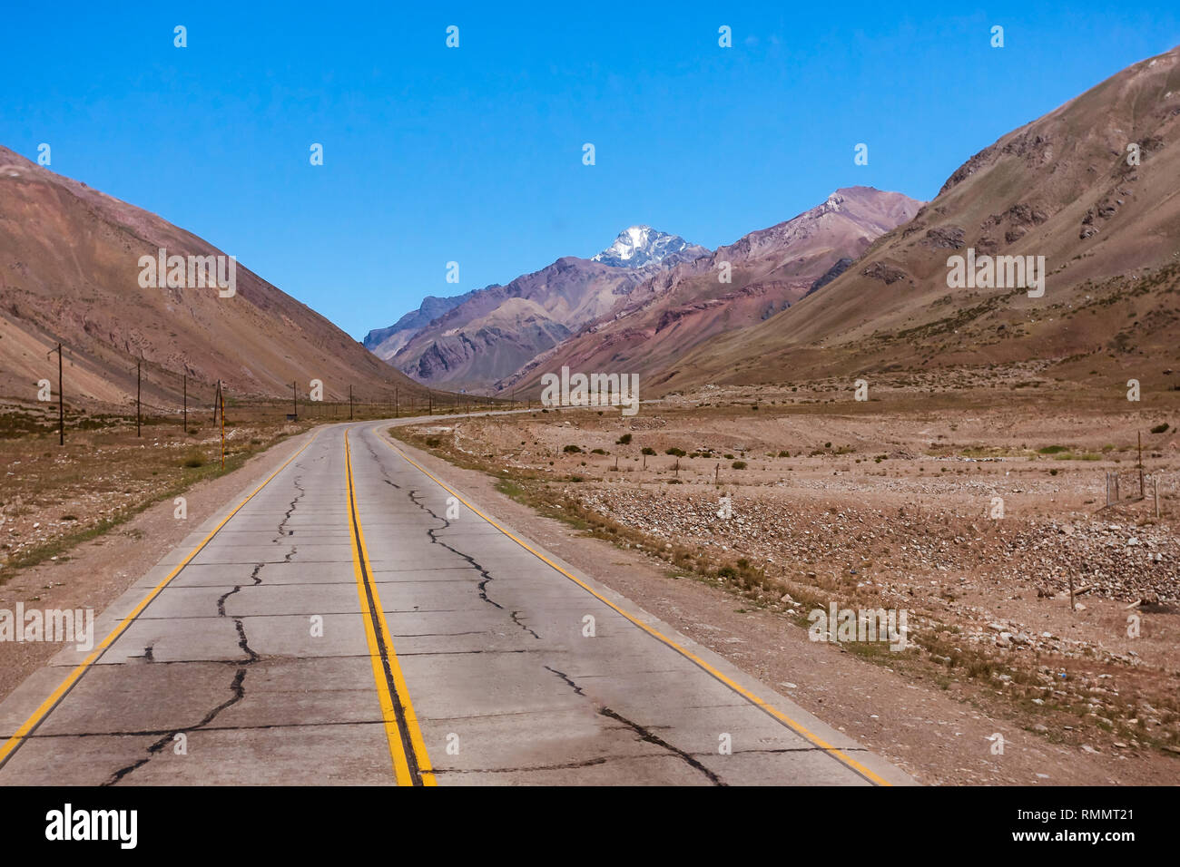 The National Route 7 (Ruta Nacional 7 ), here in the Andes, crosses ...