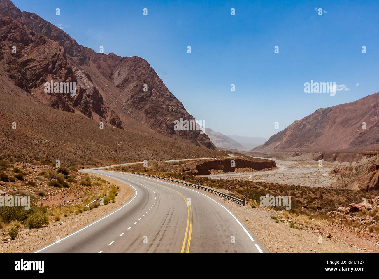 The National Route 7 (Ruta Nacional 7 ), here in the Andes, crosses ...