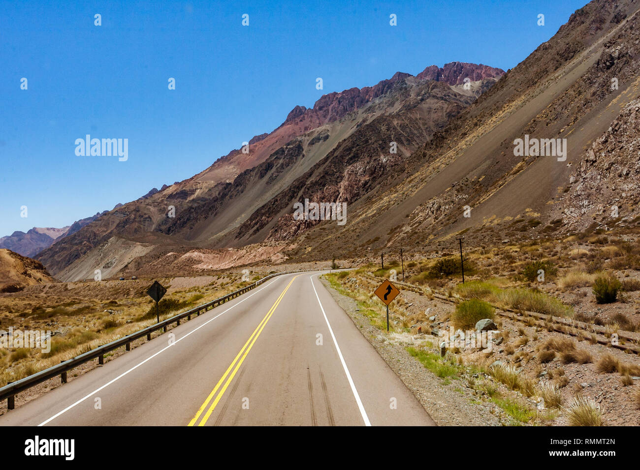 The National Route 7 (Ruta Nacional 7 ), here in the Andes, crosses ...