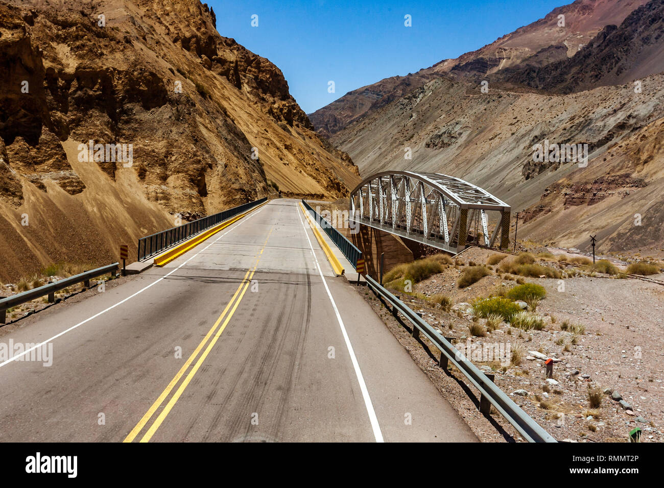 The National Route 7 (Ruta Nacional 7 ), here in the Andes, crosses ...