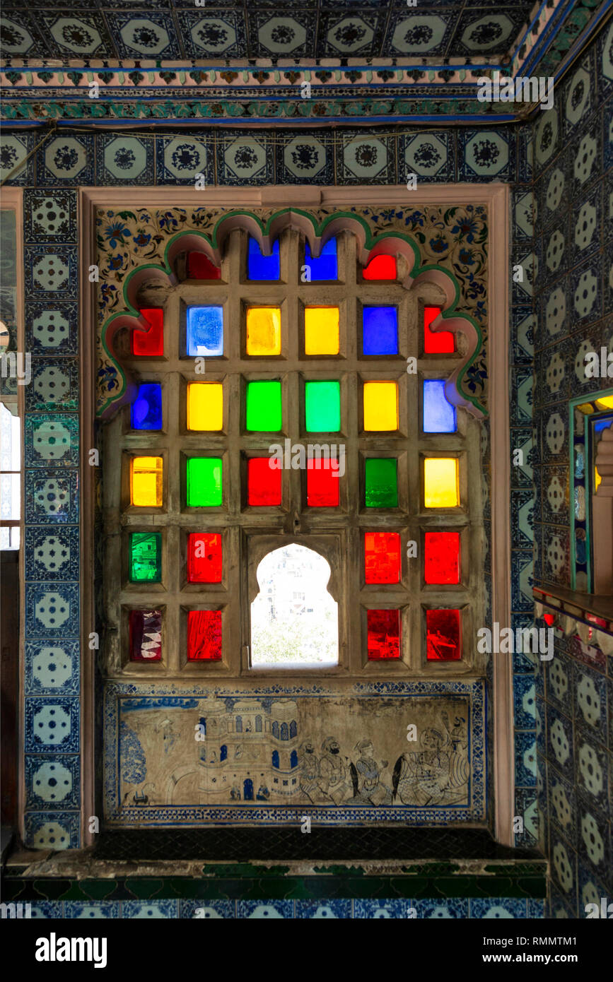 City Palace, interior, Moti Mahal, Udaipur, Rajasthan Stock Photo - Alamy