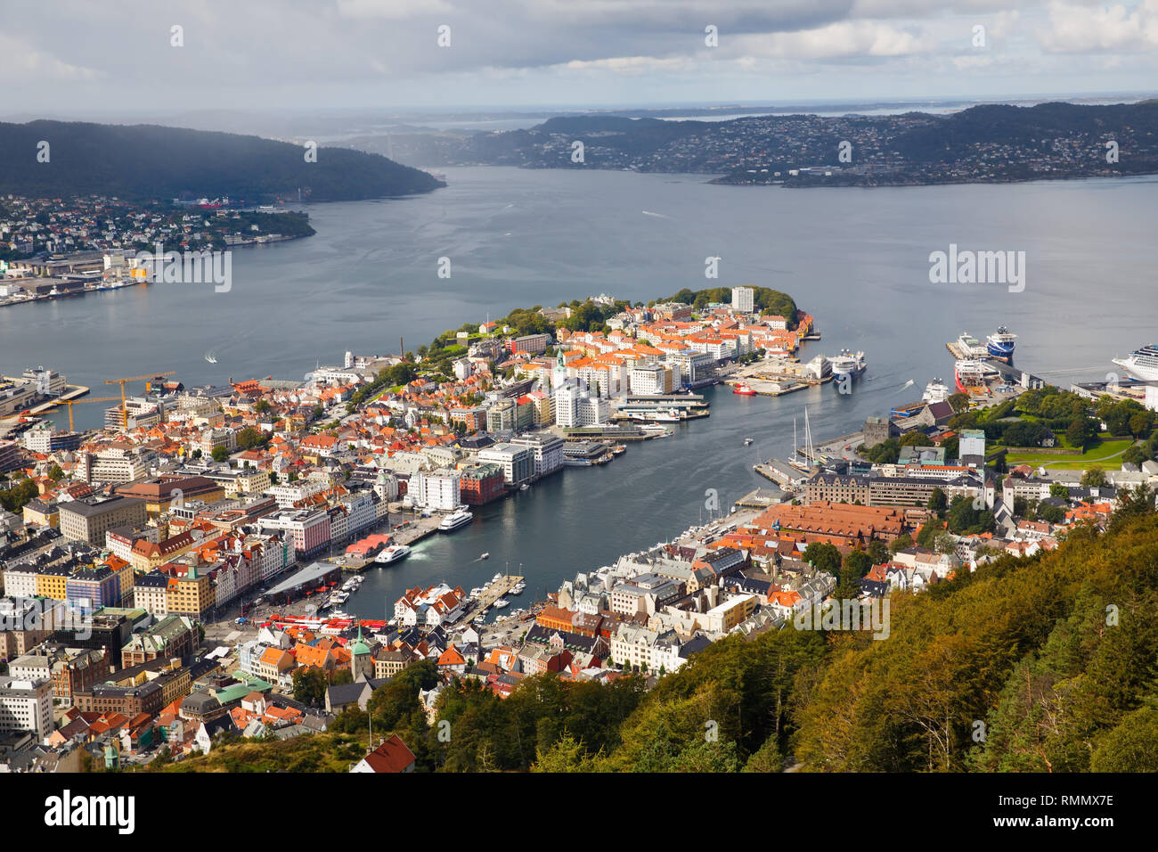Top view of Bergen city in Norway Stock Photo - Alamy