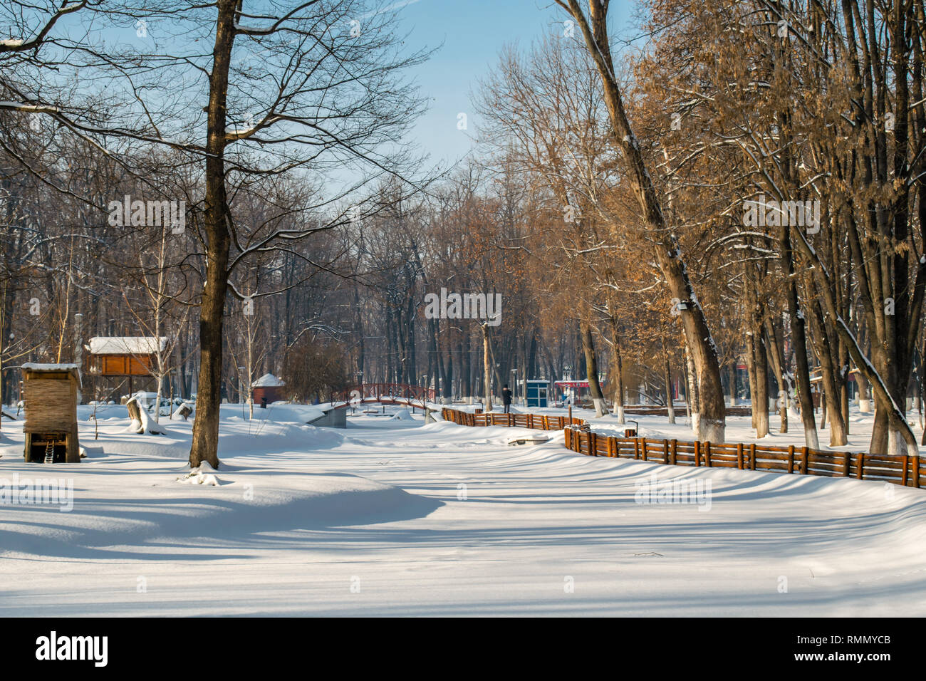 Winter landscape in the Roman Park, Neamt, Romania Stock Photo - Alamy