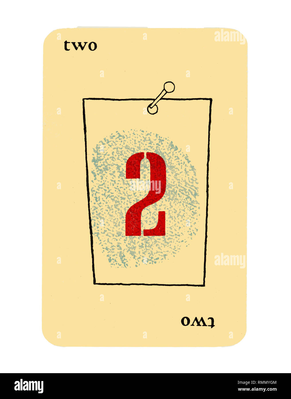 Single card denoting 2 runs from a vintage cricket card game of GOOGLY ...