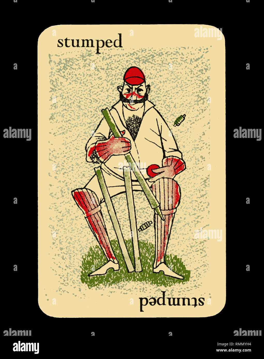 Single card 'STUMPED' from a vintage cricket card game of GOOGLY by ...
