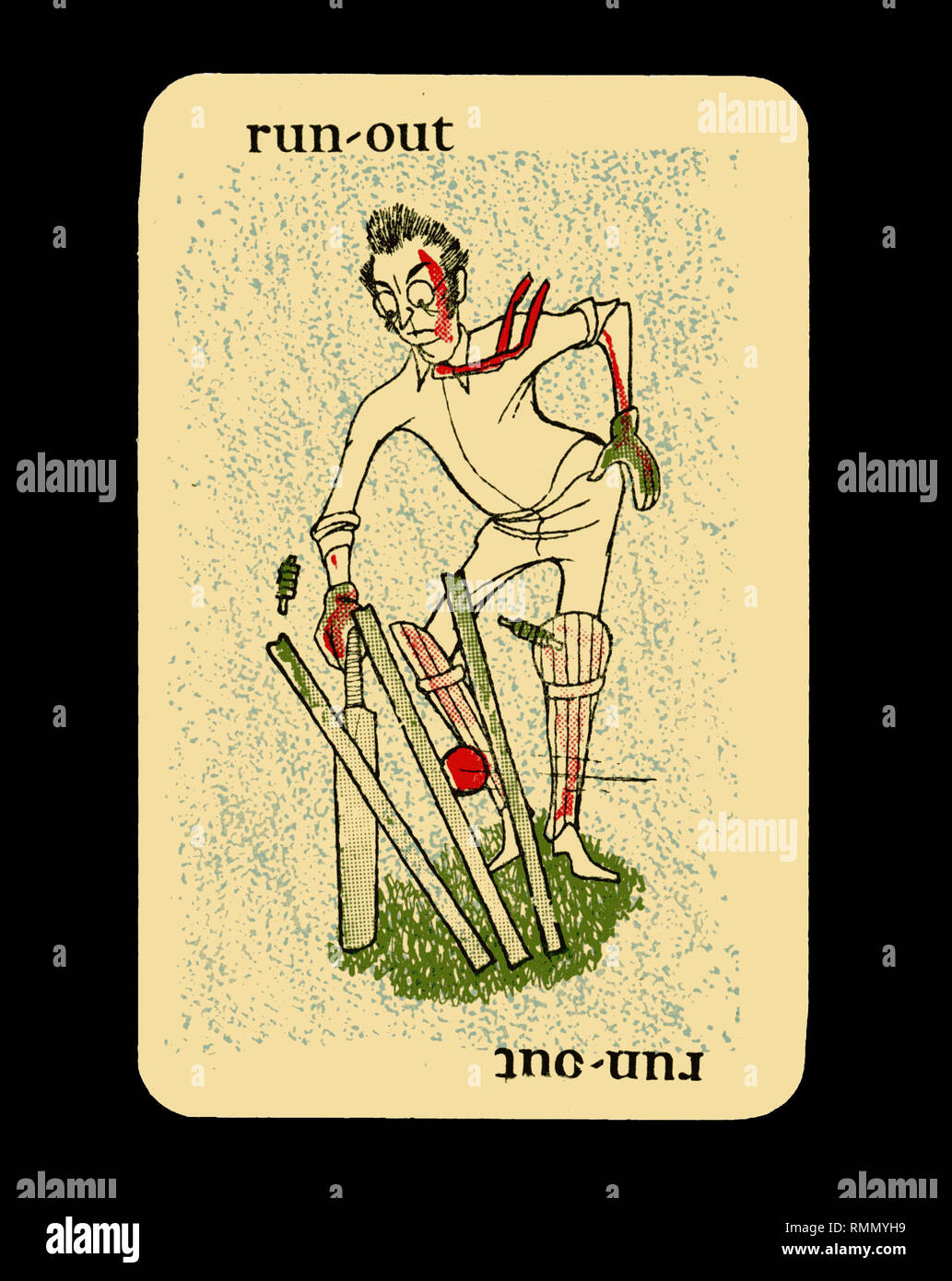 Single card 'RUN OUT' from a vintage cricket card game of GOOGLY by ...