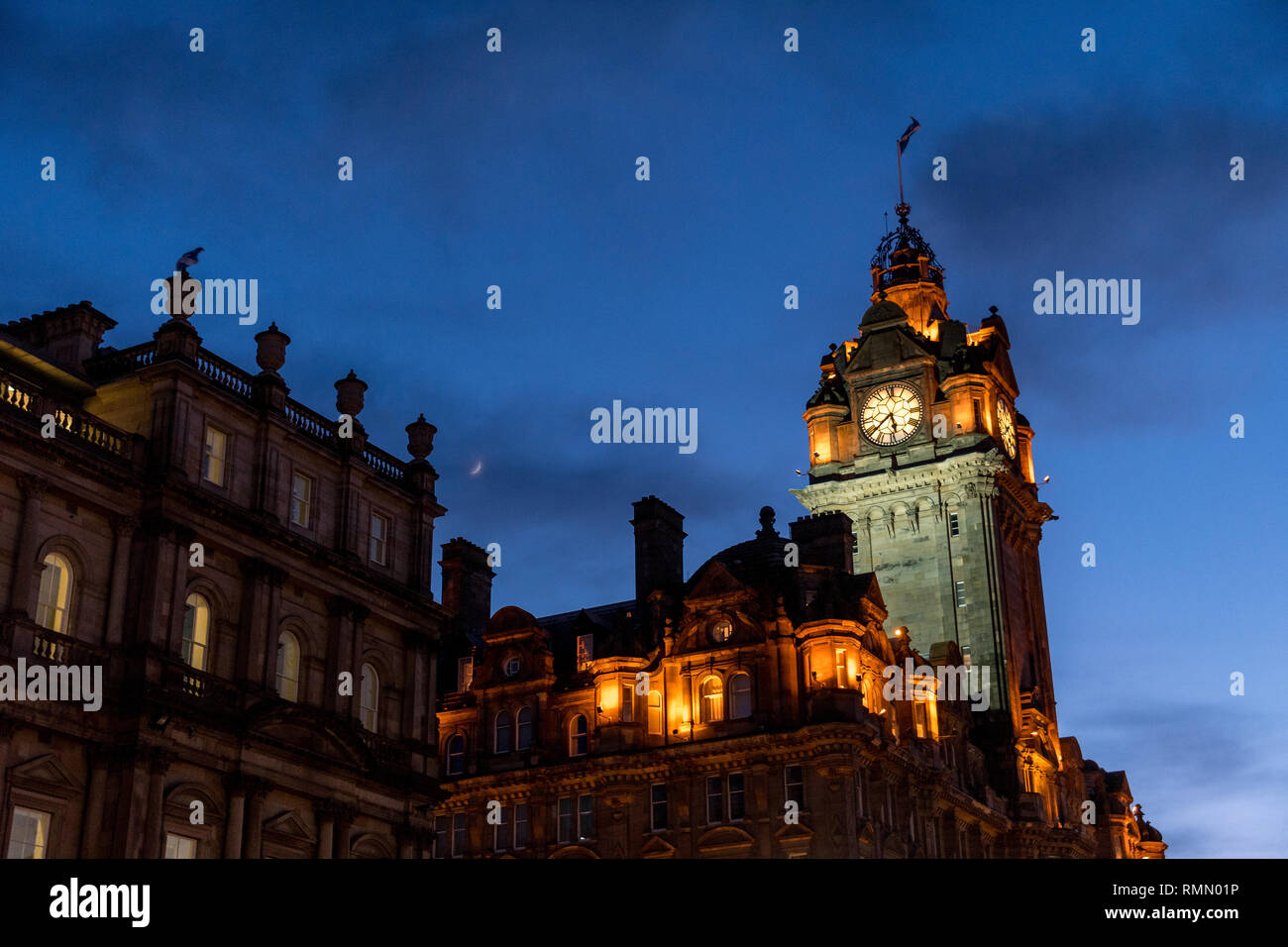 The Balmoral at blue hour in Edinburgh Stock Photo - Alamy