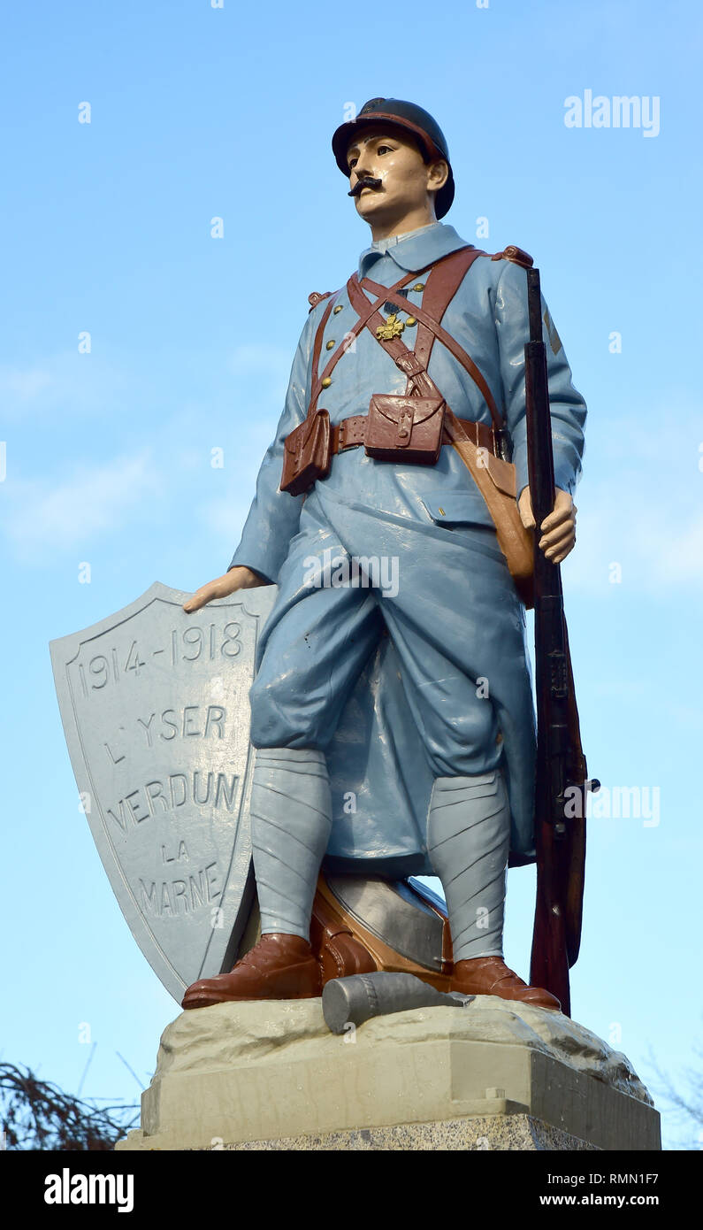 WW1 french village war memorial Stock Photo - Alamy