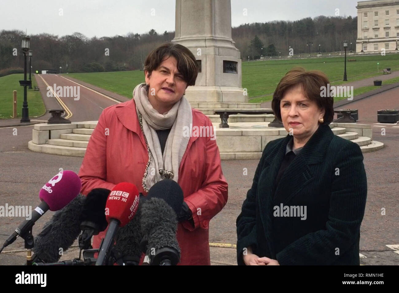 DUP leader Arlene Foster (left) and party MEP Diane Dodds at Stormont ...