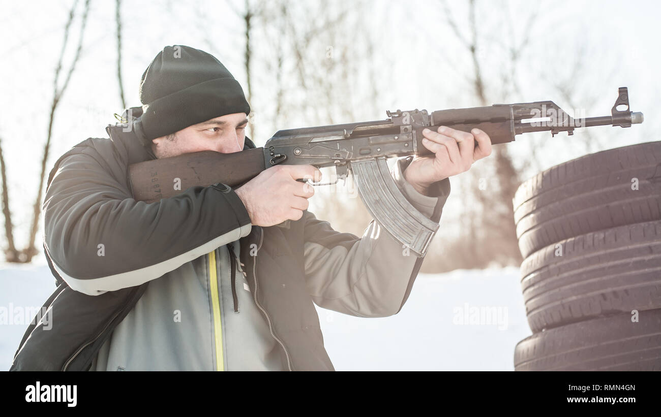 Rifle combat shooting training from behind and around cover or ...