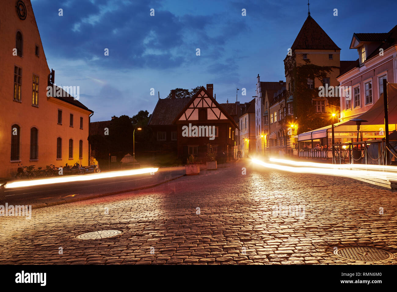 Old town at dusk Stock Photo - Alamy