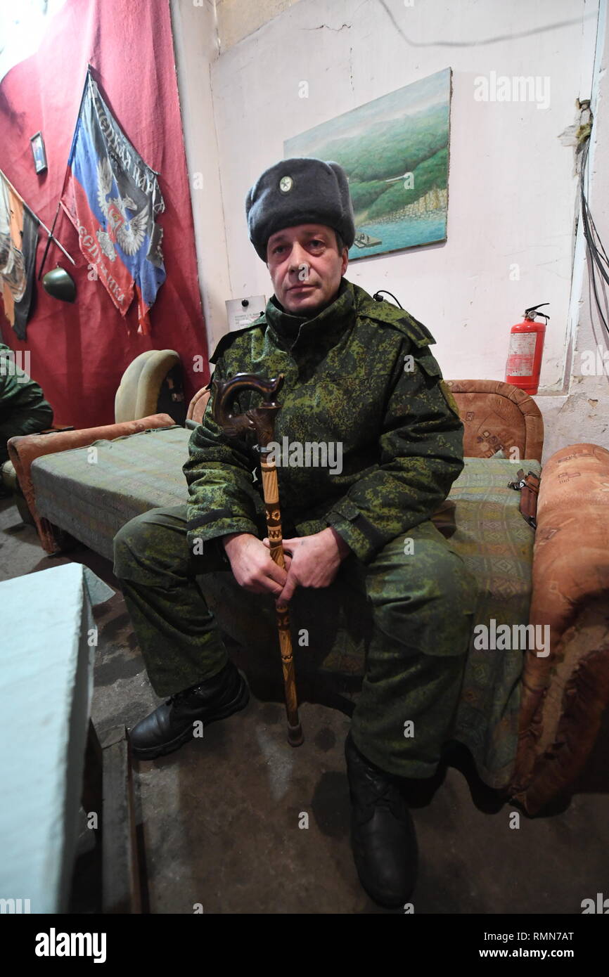 DPR soldier from the Shakhtyorsk division, called name, Arkadiy, seen ...