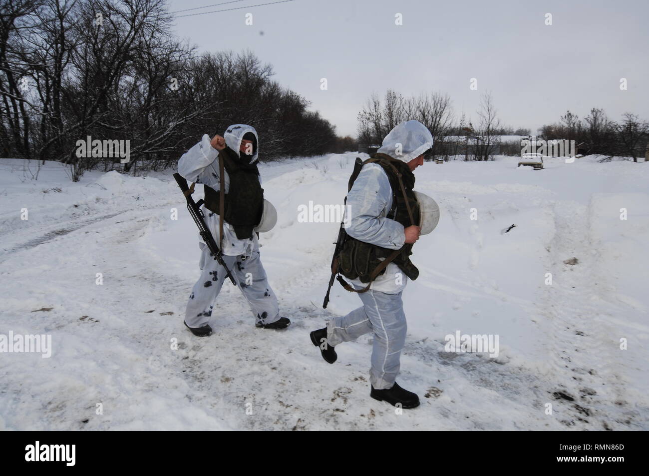 Two DPR soldiers from the Shakhtyorsk Division seen on duty at the ...