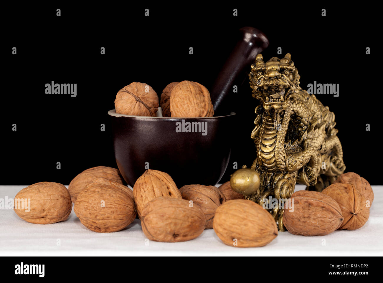 UMEA, SWEDEN ON JANUARY 08, 2019. Mortar, pestle, figure and some ...