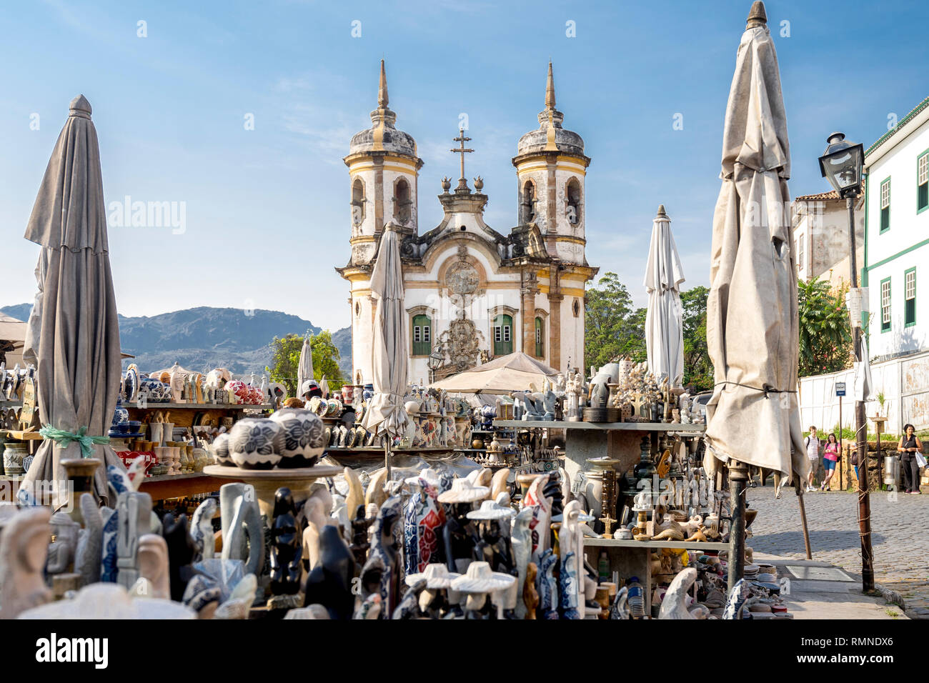 Tourist market in front of of the Saint Francis of Assisi church in ...