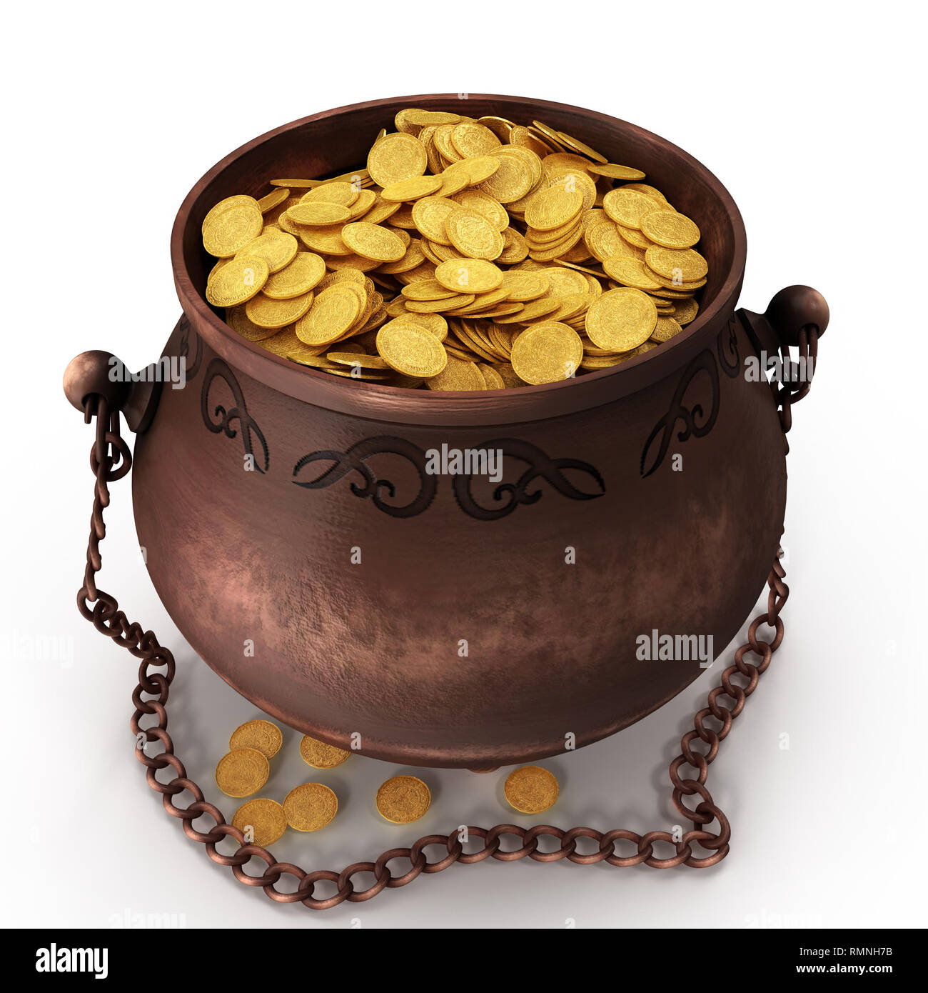 Pot of gold isolated on white background. 3d illustration Stock Photo ...