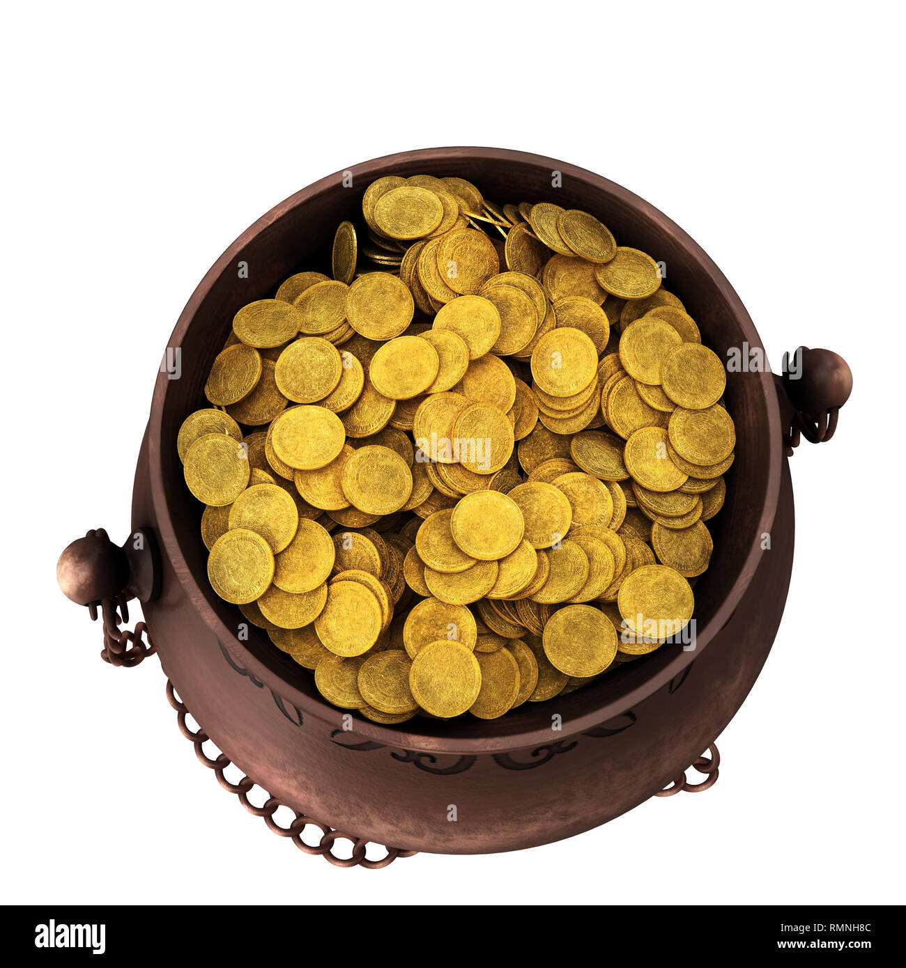 Pot of gold isolated on white background. 3d illustration Stock Photo ...