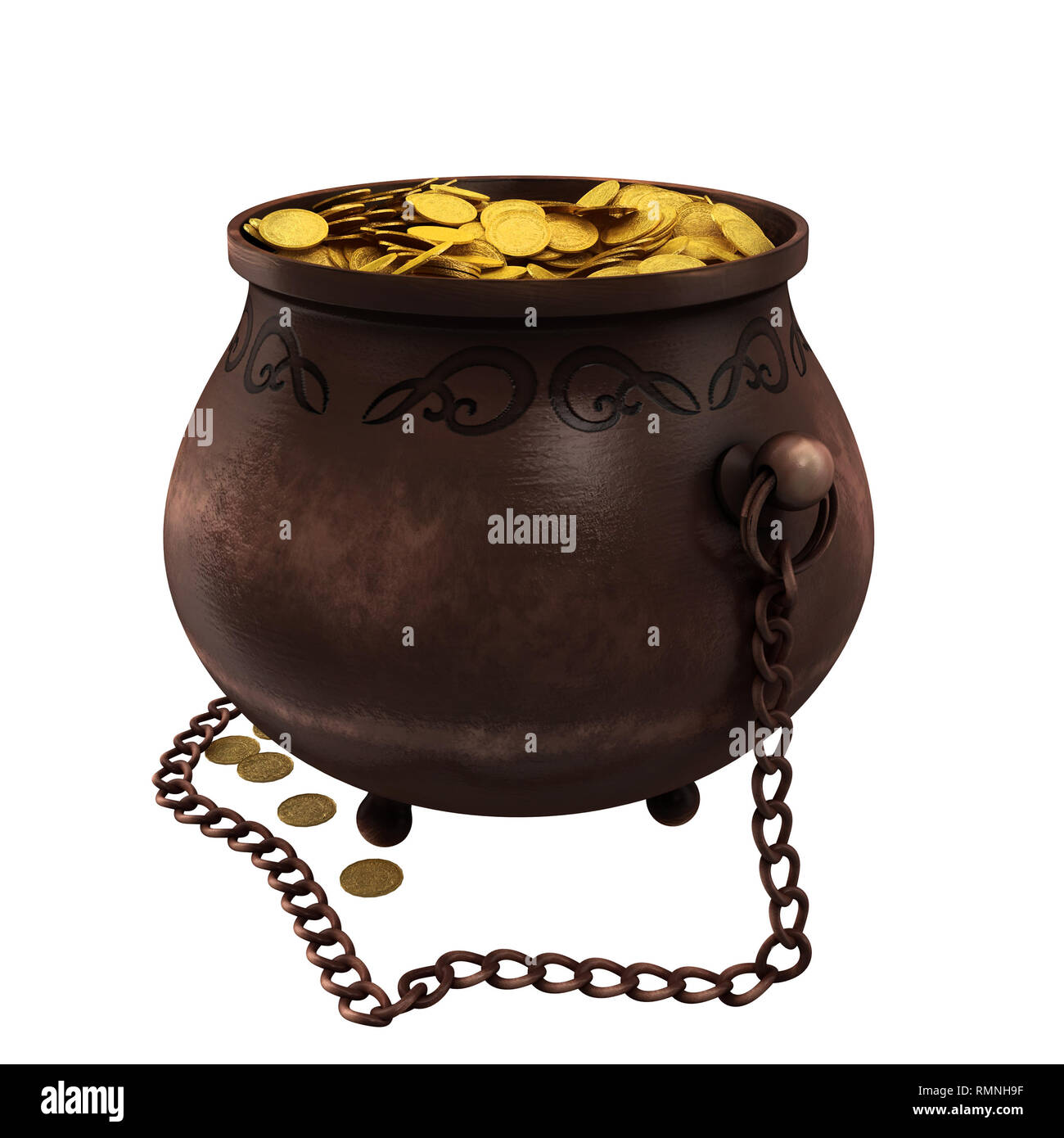 Pot of gold isolated on white background. 3d illustration Stock Photo ...