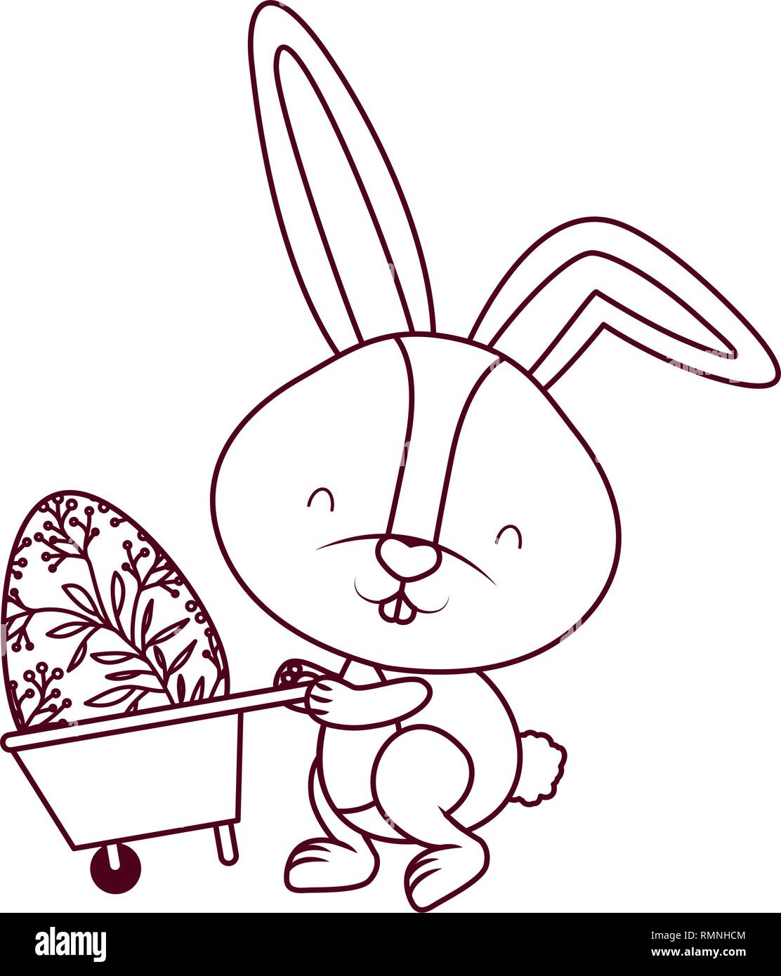 bunny with wheelbarrow and easter egg icon Stock Vector Image & Art - Alamy