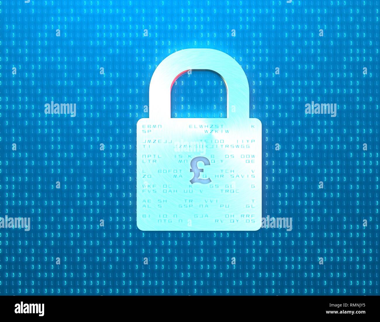 Internet data and pound lock, financial security and protection Stock ...