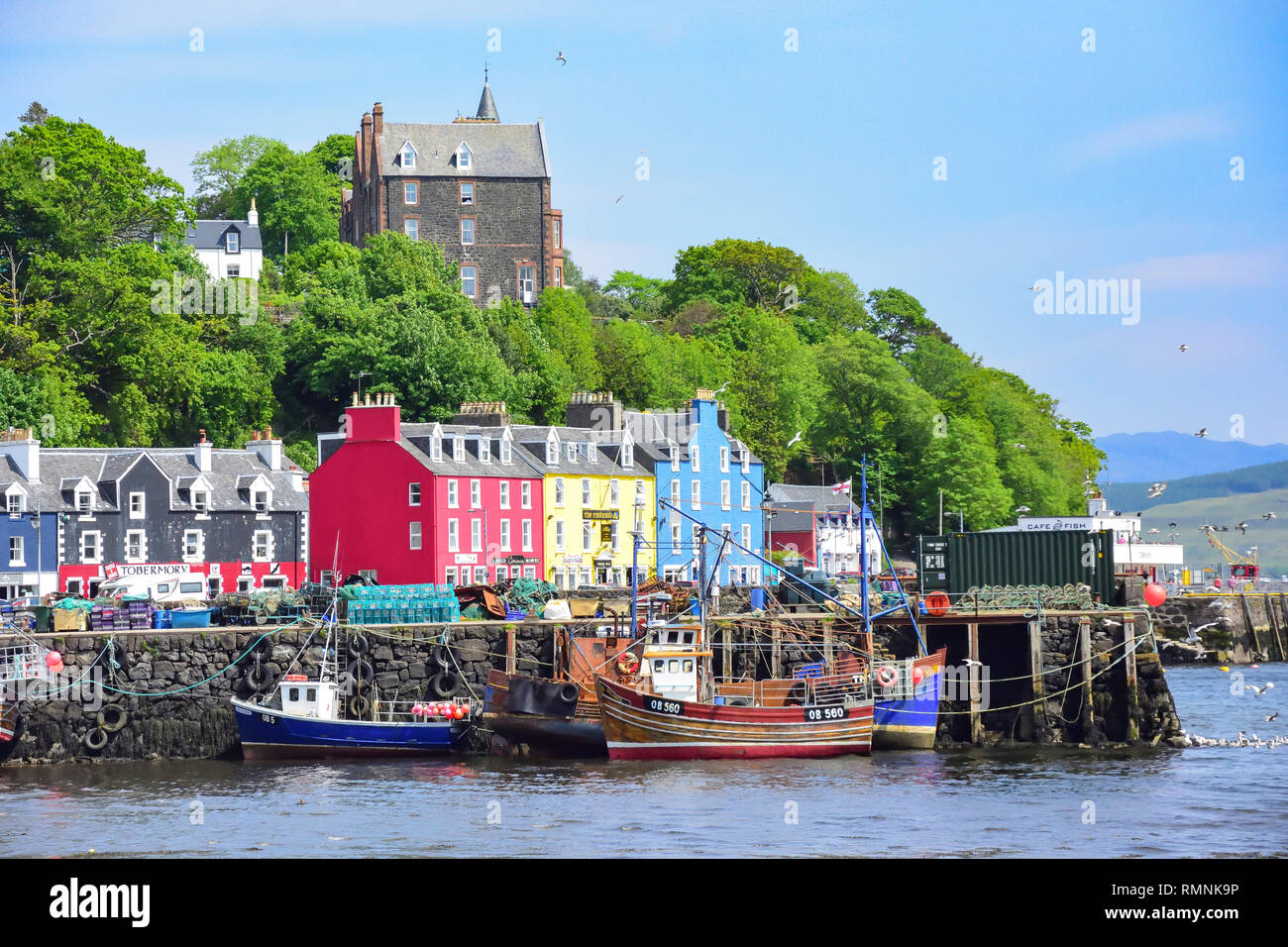 Quay quayside industry colourful colorful houses boat boats fish hi-res ...