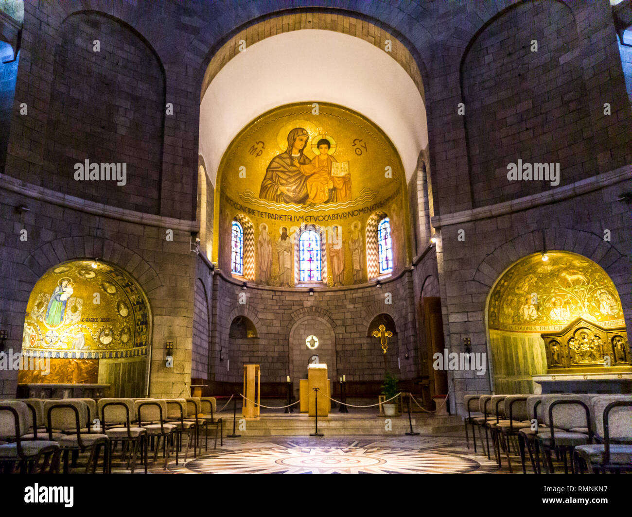 Interior of the Abbey of Dormition (Church of the Cenacle) on mount ...