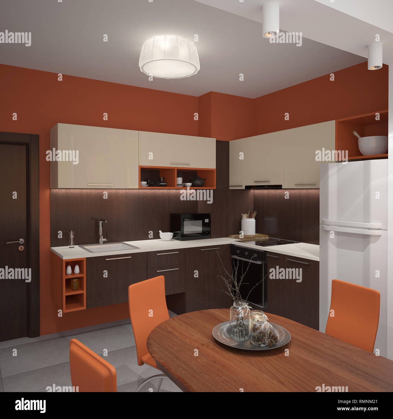 3d kitchen render Stock Photo - Alamy