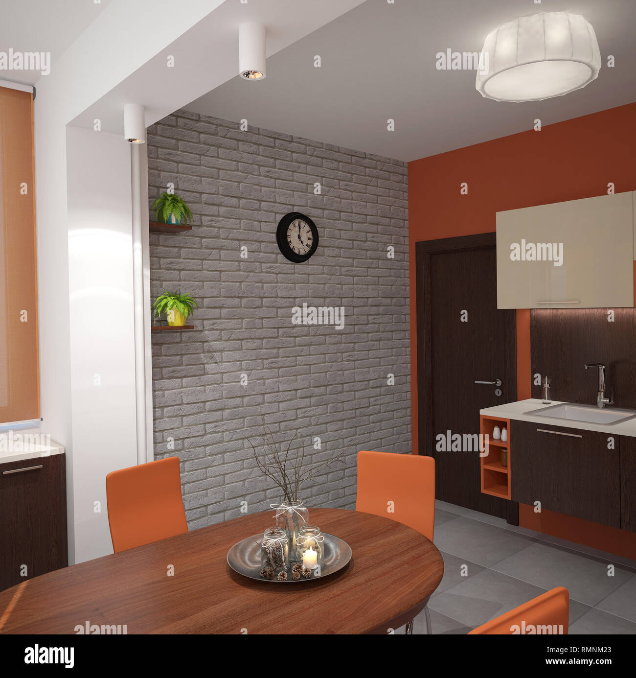 3d kitchen render Stock Photo - Alamy