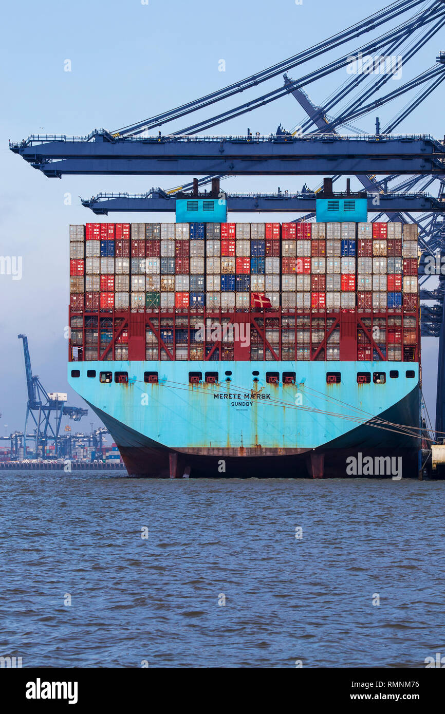 Large Ocean Going Maersk Shipping Container Ship Docked at Port of ...