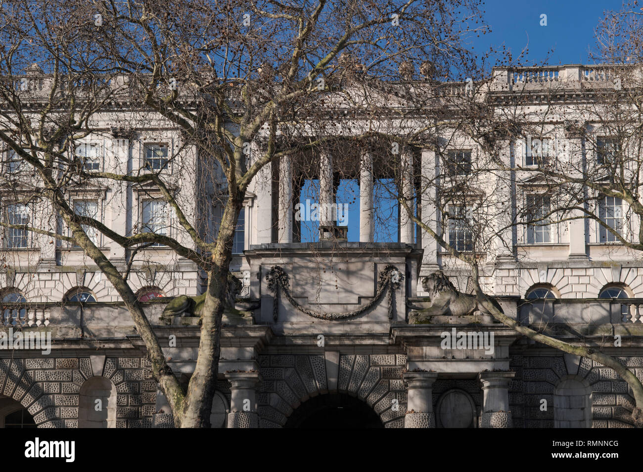 Thames riverfront facade of Somerset House London England UK Stock ...