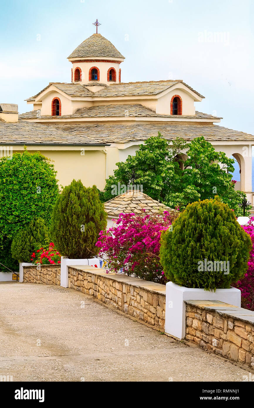 View of Monastery of Archangel Michael, Thassos island, Greece Stock ...