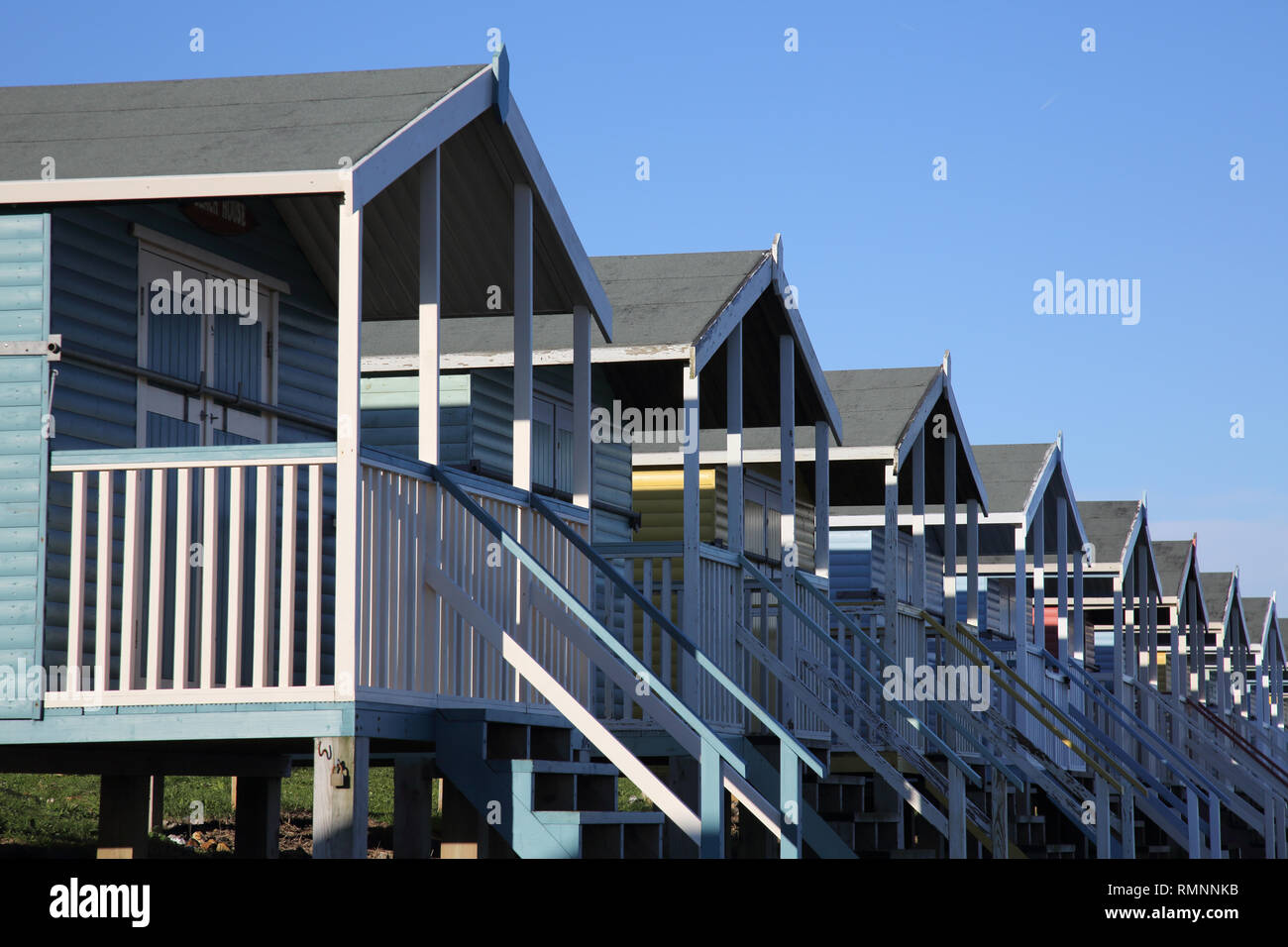 beach huts at minster on the isle of sheppey kent england Stock Photo ...