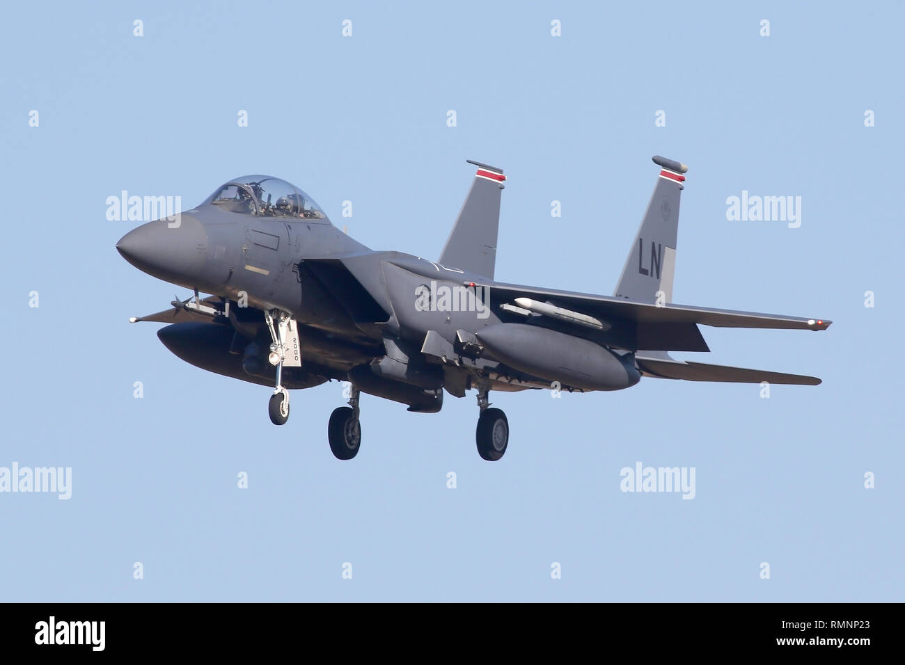 494th Fighter Squadron F-15E Strike Eagle on the approach into RAF ...