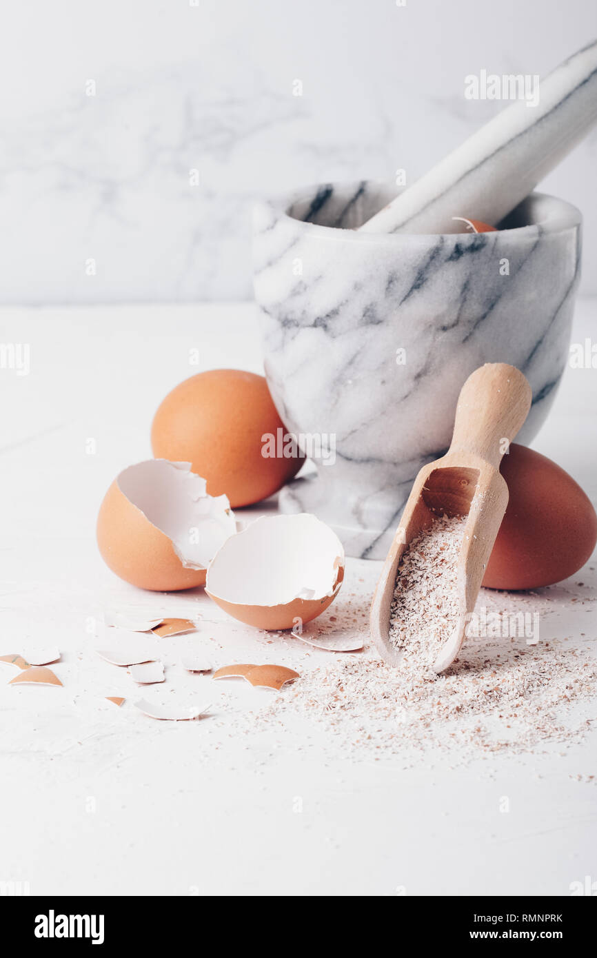 Eggshell ground, homemade calcium. Marble Mortar, Eggs, Shells, Calcium ...