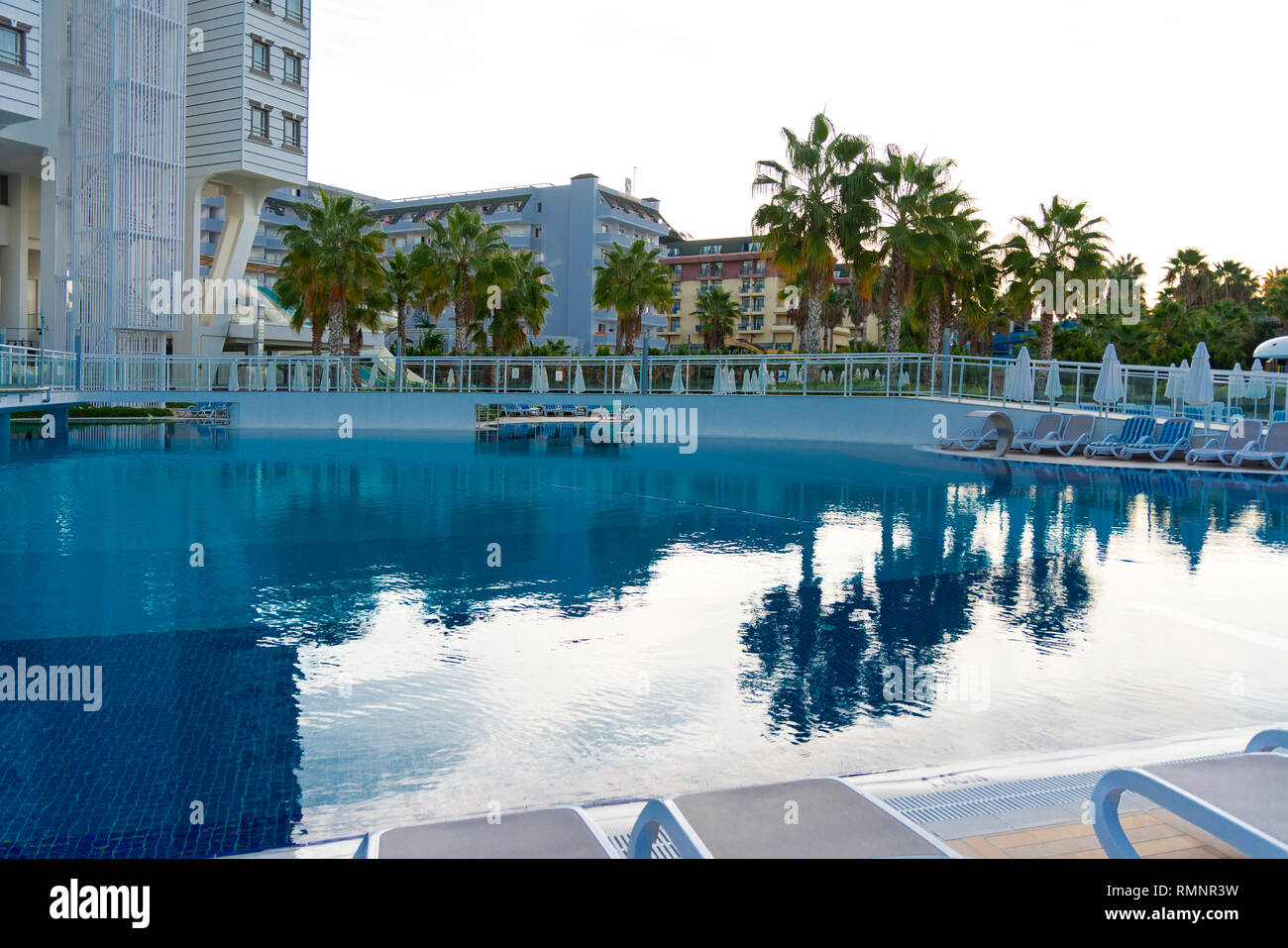 Alanya, Turkey - October 05, 2018. Beautiful pool in Kirman Sidera ...