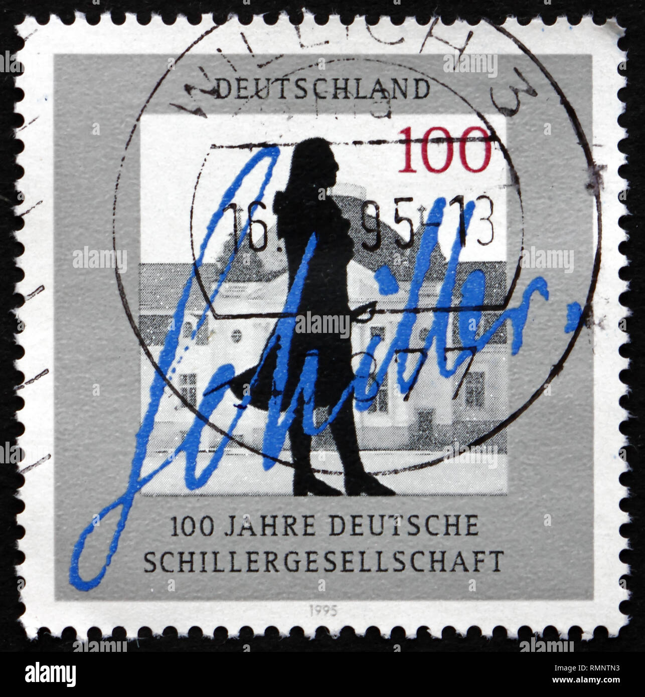 GERMANY - CIRCA 1995: a stamp printed in the Germany shows Schiller ...