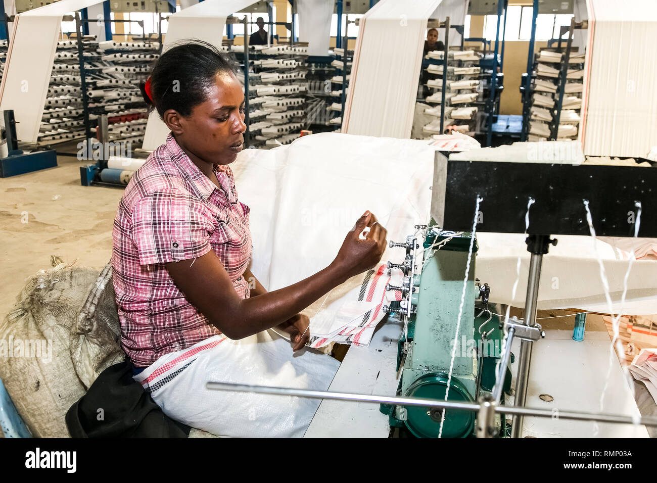 Addis Ababa, Ethiopia - January 30 2014: Inside Interior of a Fabric ...