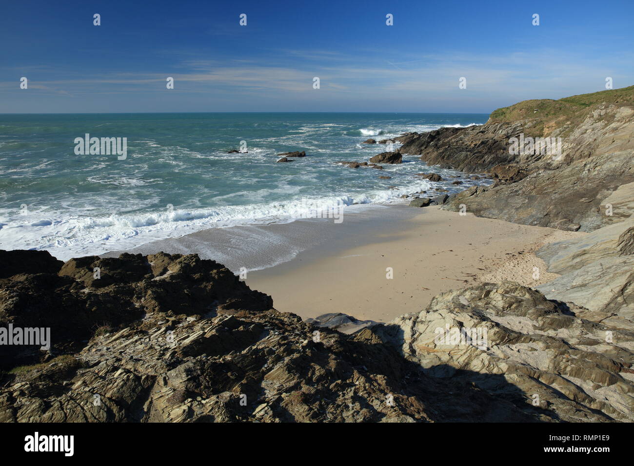 Towan head/Little Fistral, Newquay, North Cornwall, England, UK Stock ...