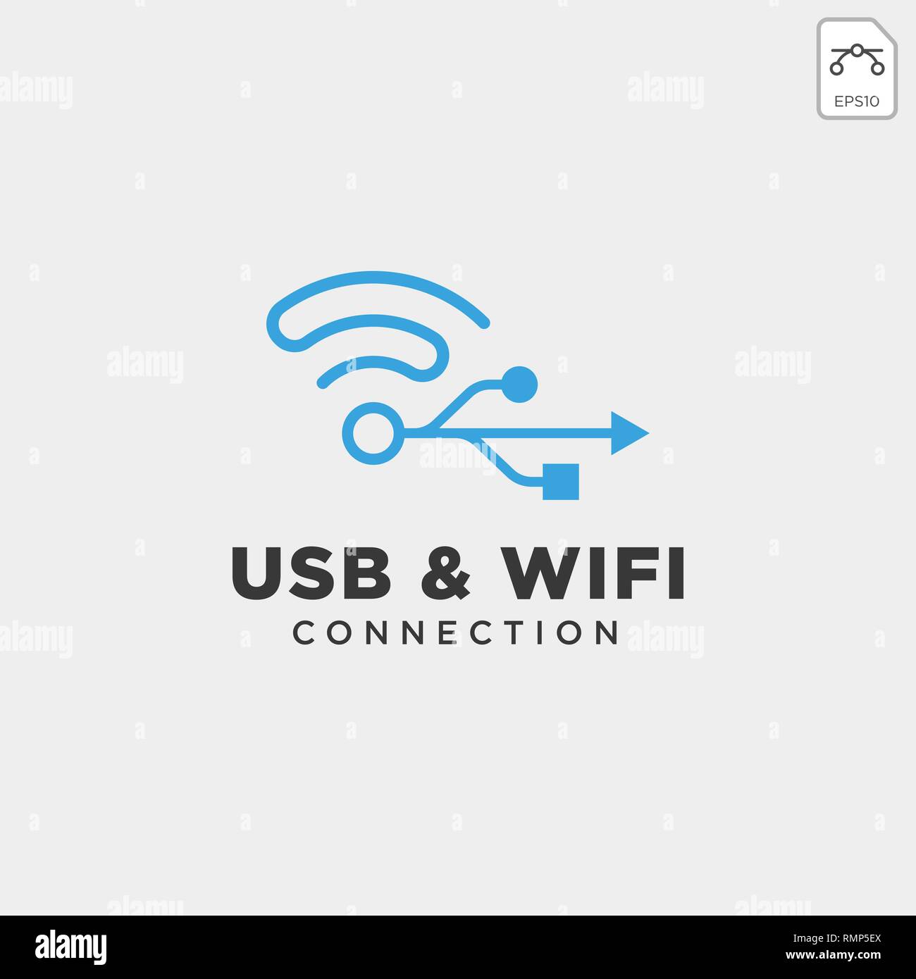 usb wifi connection communication creative logo template vector ...