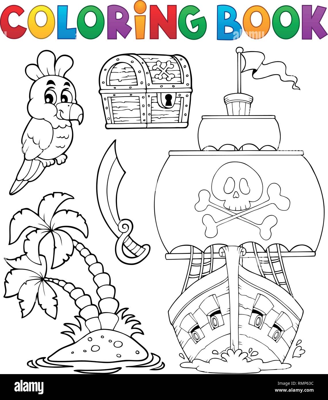 Coloring book pirate thematics 2 - eps10 vector illustration Stock ...