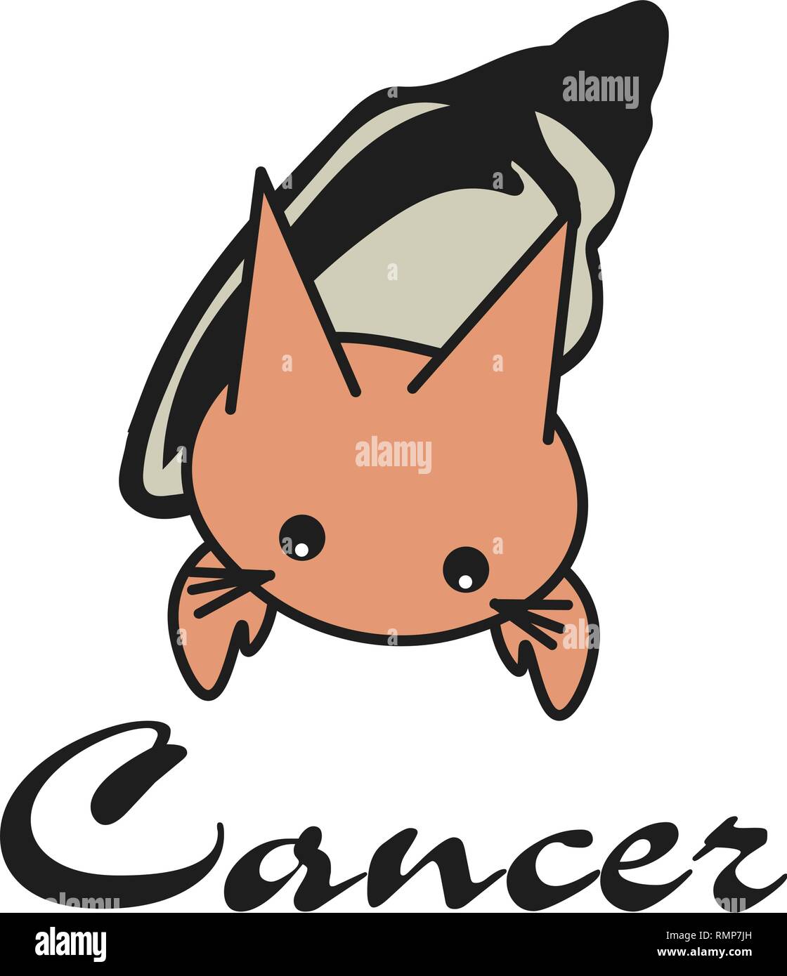 Bunny zodiac sign Cancer in cartoon style. Vector illustration on white ...