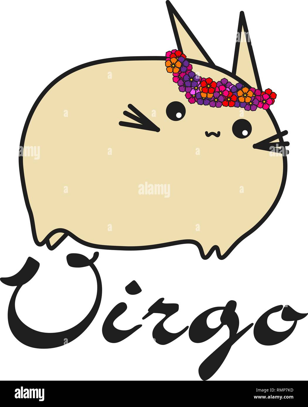 Bunny zodiac sign Virgo in a cartoon style. Vector illustration on ...