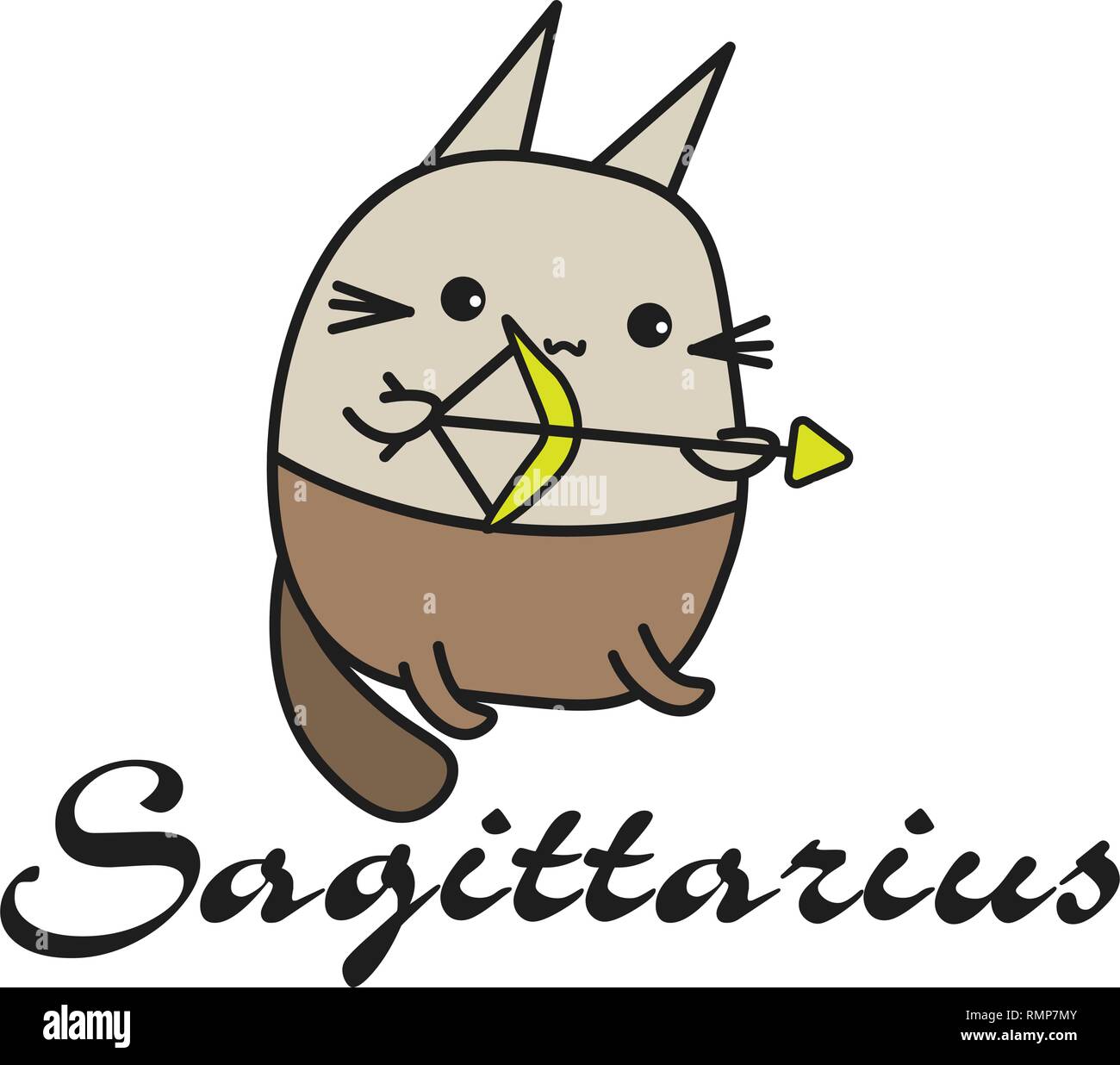 Bunny is a zodiac sign of Sagittarius in a cartoon style. Vector ...