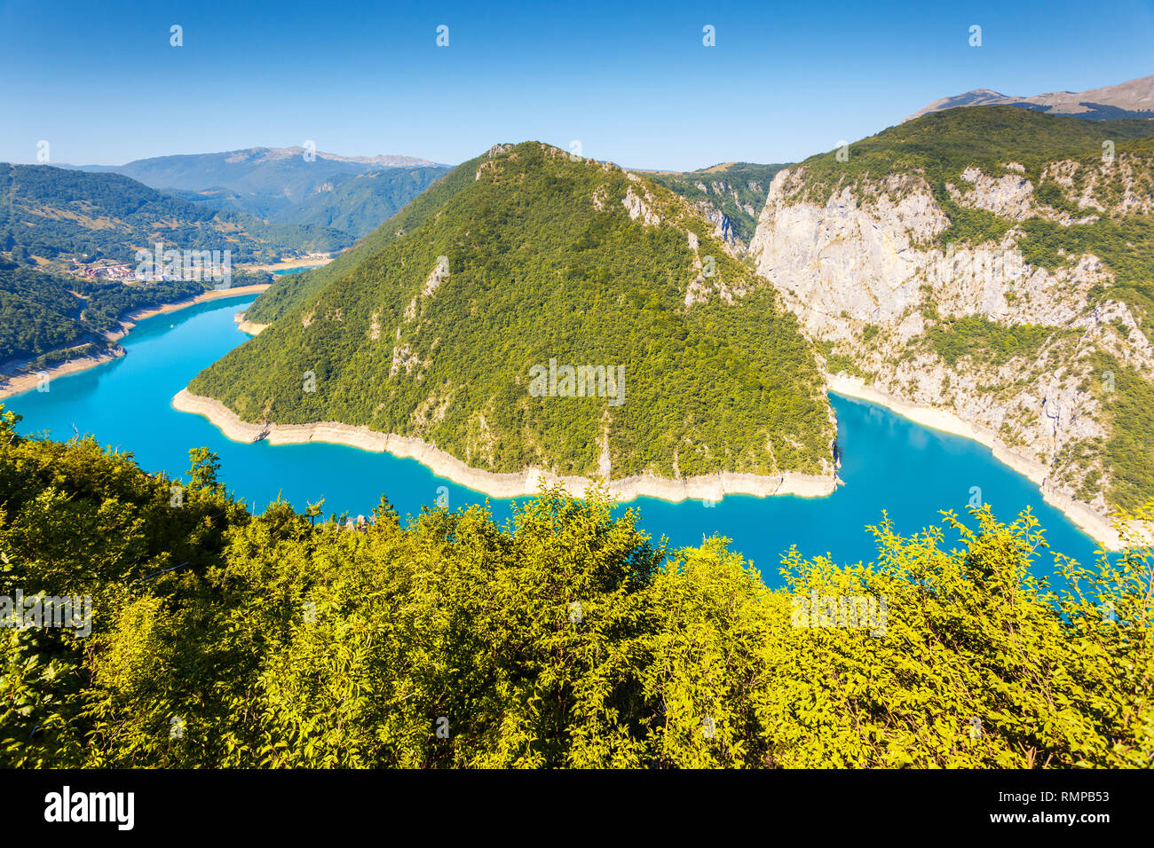 The famous Piva Canyon with its fantastic reservoir. National park ...