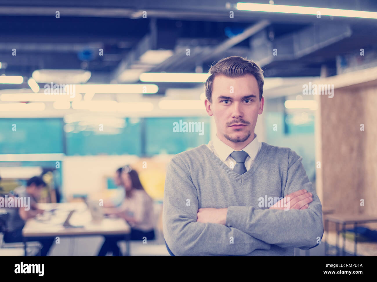 Portrait Of Successful Businessman Entrepreneur At Busy startup Office ...