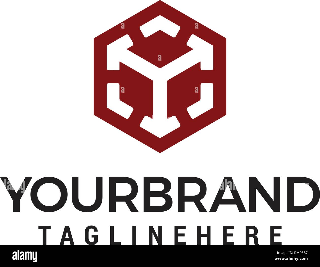 Hexagon shape with three arrow logo designs concept template Stock ...