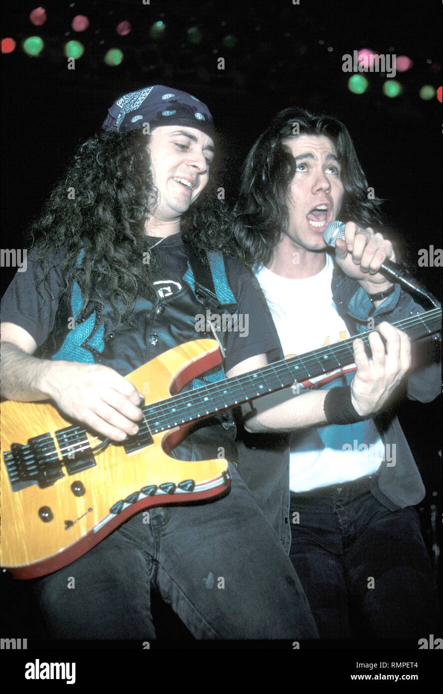 Lead guitarist Tim Kelly and singer Mark Slaughter of the hard rock ...