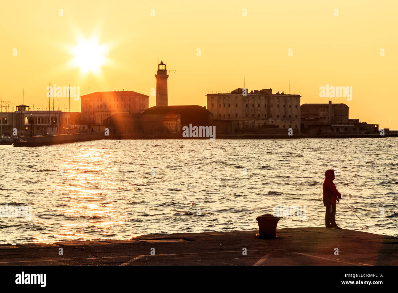 winter evening in the gulf of Trieste Stock Photo - Alamy